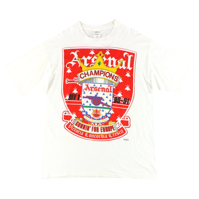 1990-91 Arsenal 'Champions' Graphic Tee XL | Vintage Football Shirts